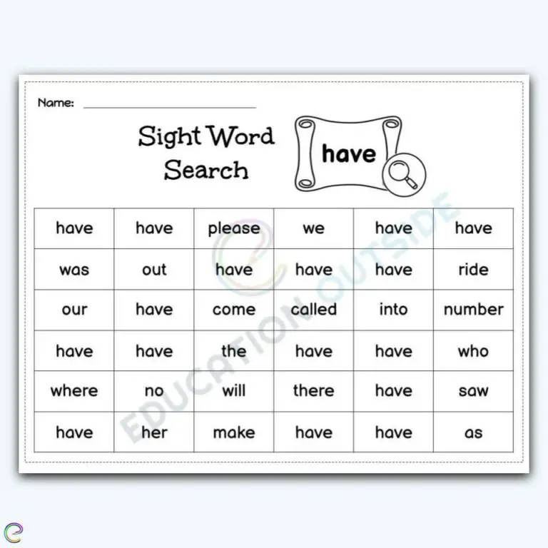 have Sight Word Single Word Search Worksheet