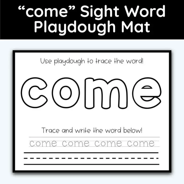 come Sight Word Playdough Mat