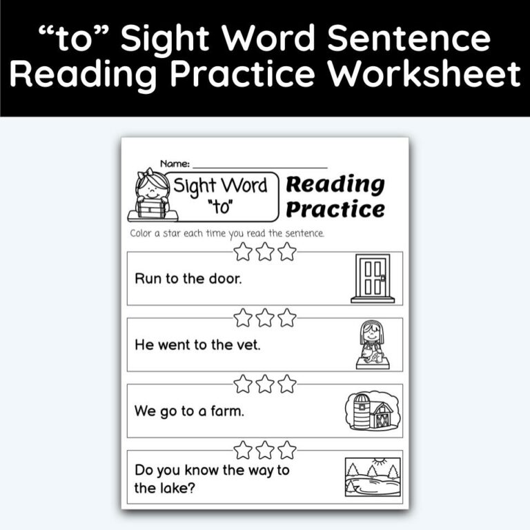 to Sight Word 4 Sentence Reading Practice Worksheet