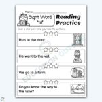 to Sight Word 4 Sentence Reading Practice Worksheet