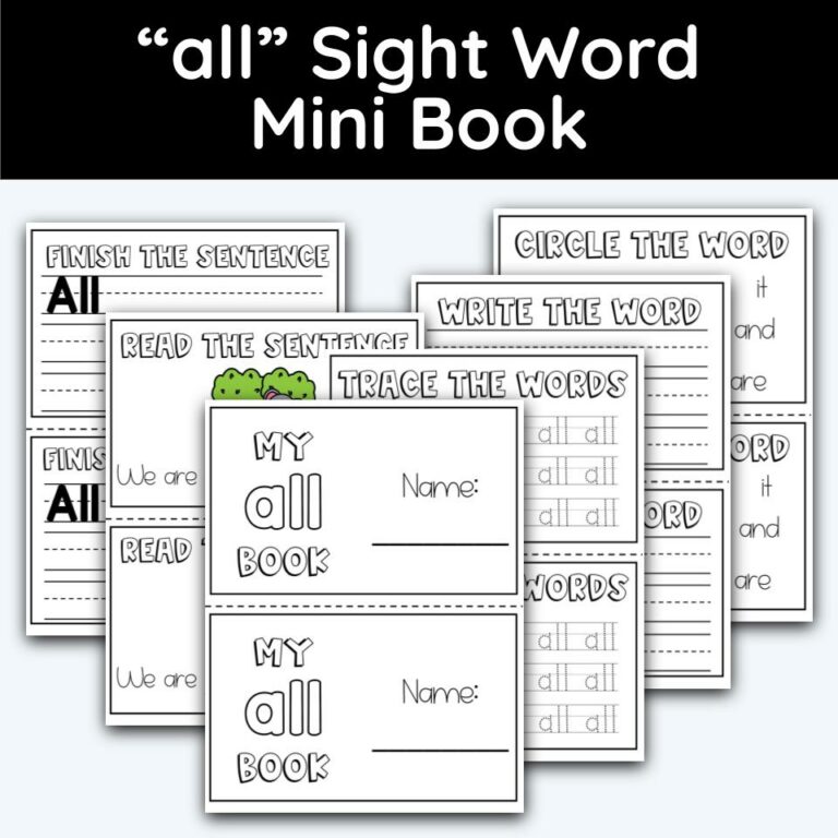 all Sight Word Mini Book