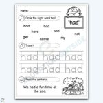 had Sight Word Find, Trace, and Read Activity Page
