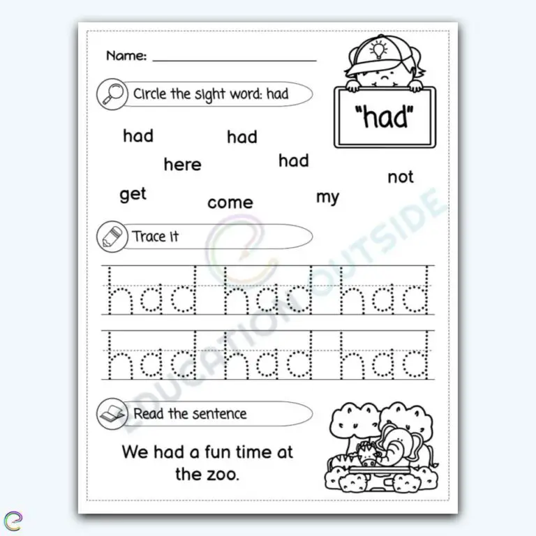 had Sight Word Find, Trace, and Read Activity Page