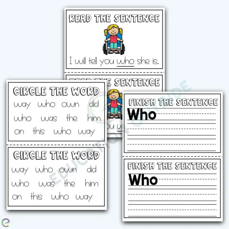 who Sight Word Mini Book