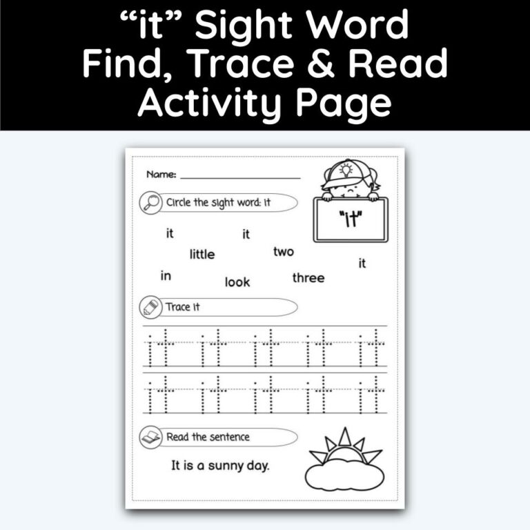 it Sight Word Find, Trace, and Read Activity Page