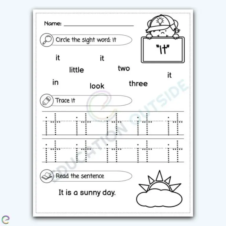 it Sight Word Find, Trace, and Read Activity Page