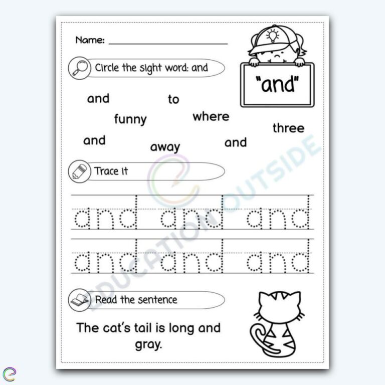 and Sight Word Find, Trace, and Read Activity Page