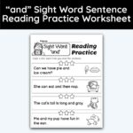 and Sight Word 4 Sentence Reading Practice Worksheet