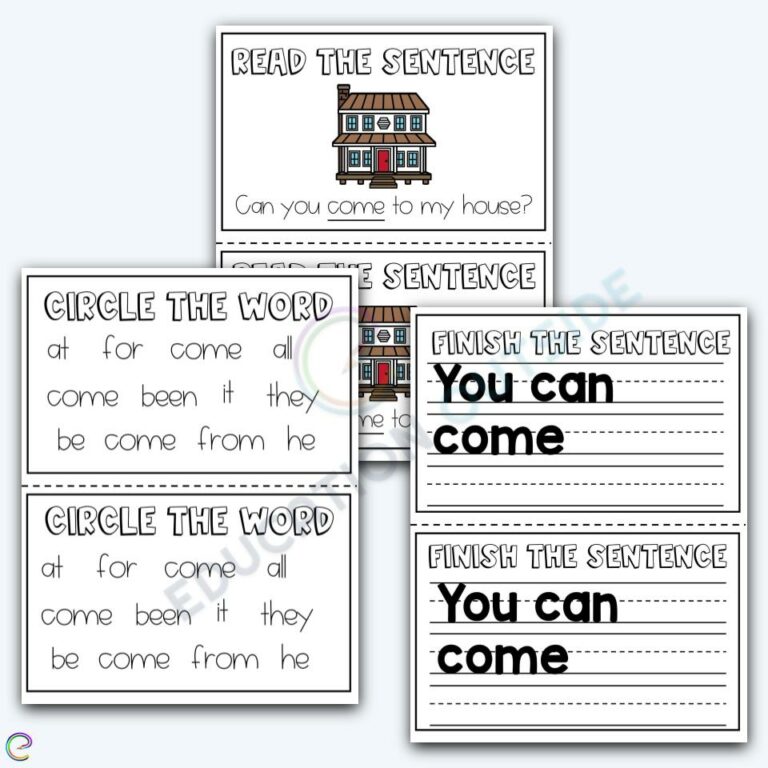 come Sight Word Mini Book