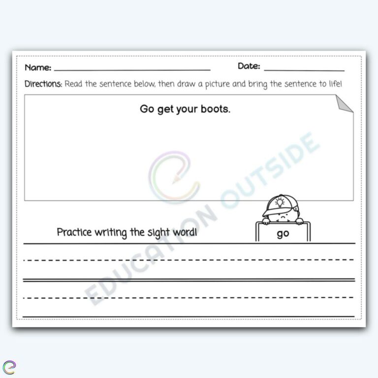 go Sight Word Bring The Sentence To Life Worksheet