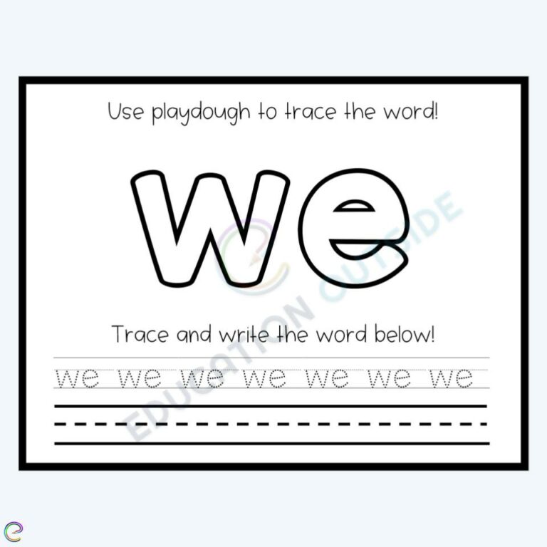 we Sight Word Playdough Mat
