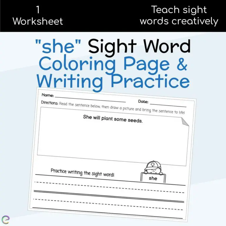 she Sight Word Worksheets & Activities [Free Printables]