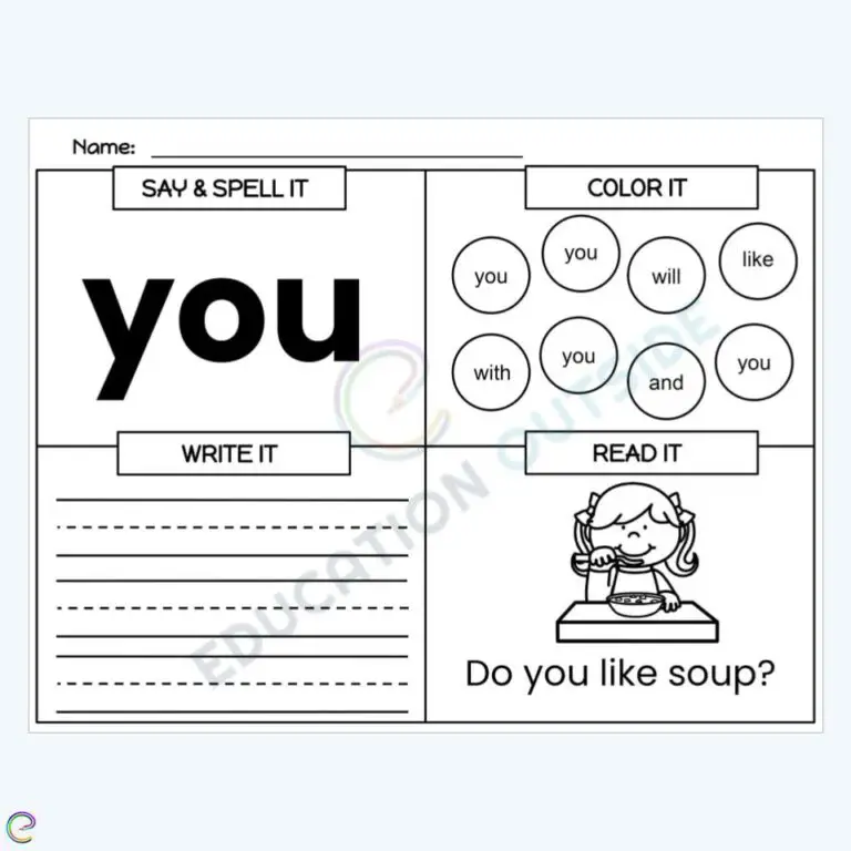 you Sight Word Activity Mat