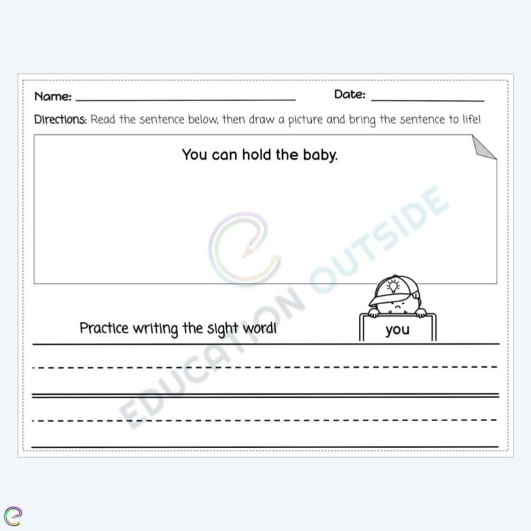 you Sight Word Coloring Page & Writing Practice