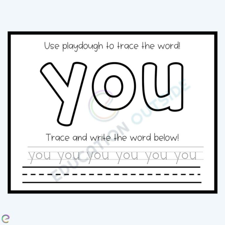 you Sight Word Playdough Mat
