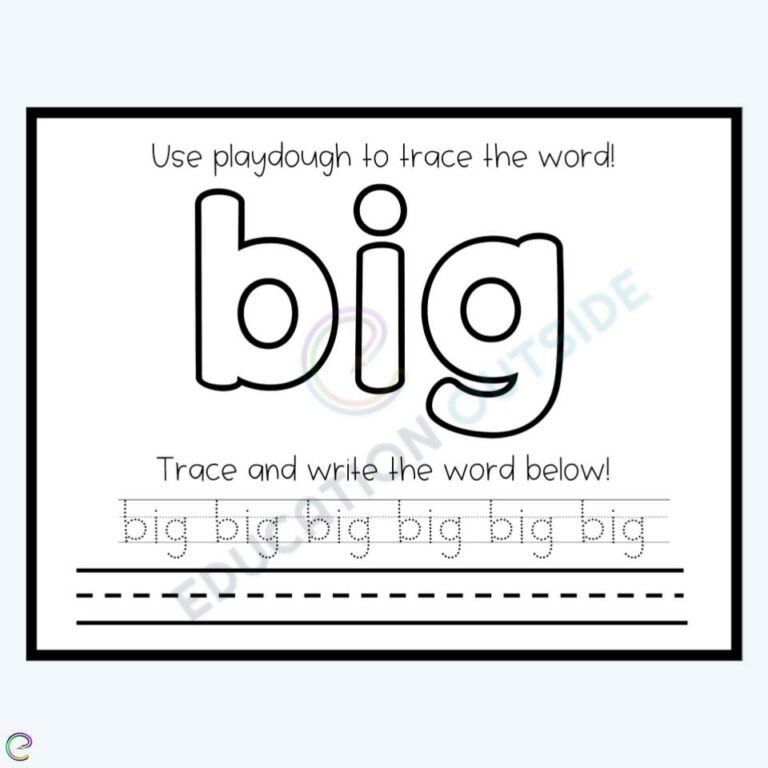 big Sight Word Playdough Mat