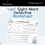 can Sight Word Detective Worksheet