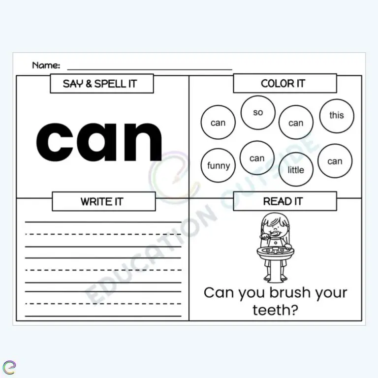 can Sight Word Activity Mat
