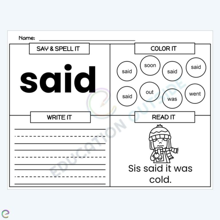 we Sight Word Activity Mat