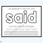 said Sight Word Playdough Mat