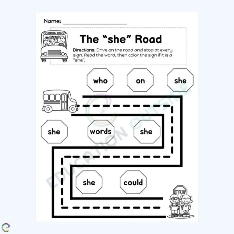 she Sight Word Worksheets & Activities [Free Printables]