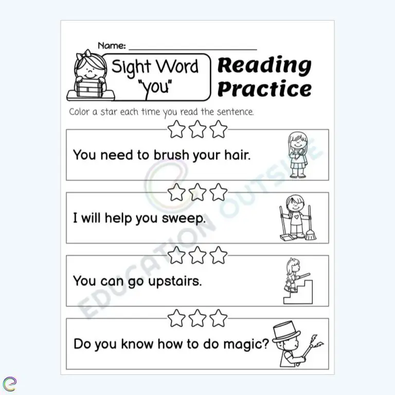 you Sight Word Reading Practice Worksheet