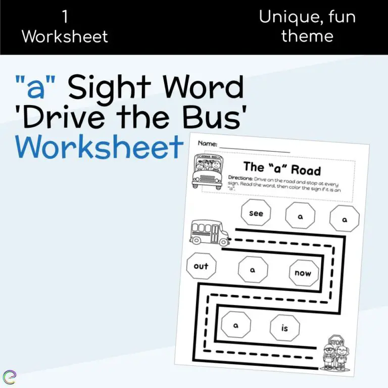 a Sight Word Drive The Bus Worksheet