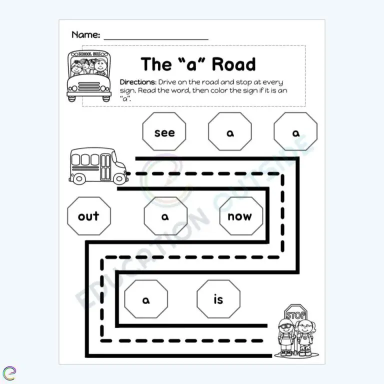 a Sight Word Drive The Bus Worksheet
