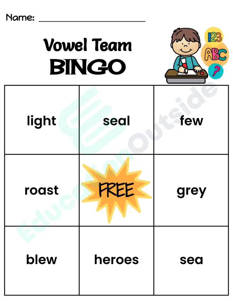 Vowel Team Bingo - 8 and 24 Square Grids Included!