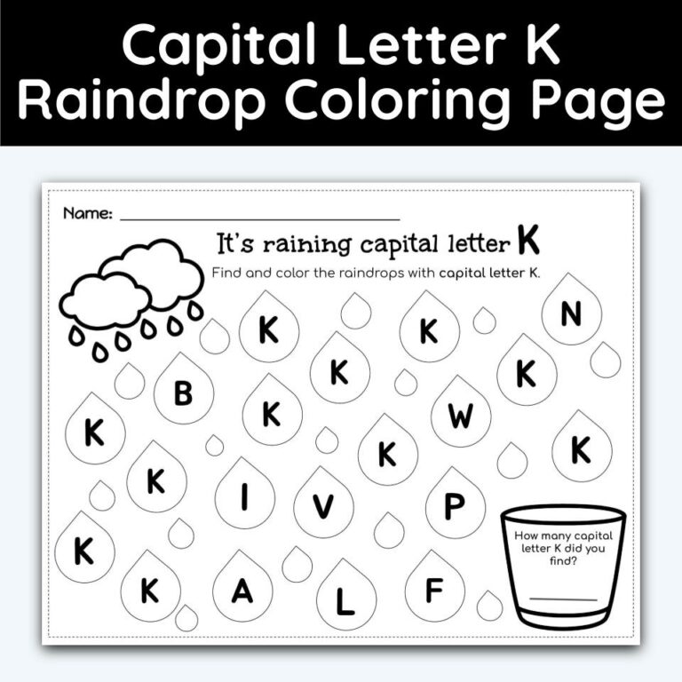 Capital Letter K - Raindrop Coloring Page