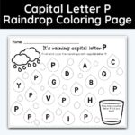 Capital Letter P - Raindrop Coloring Page