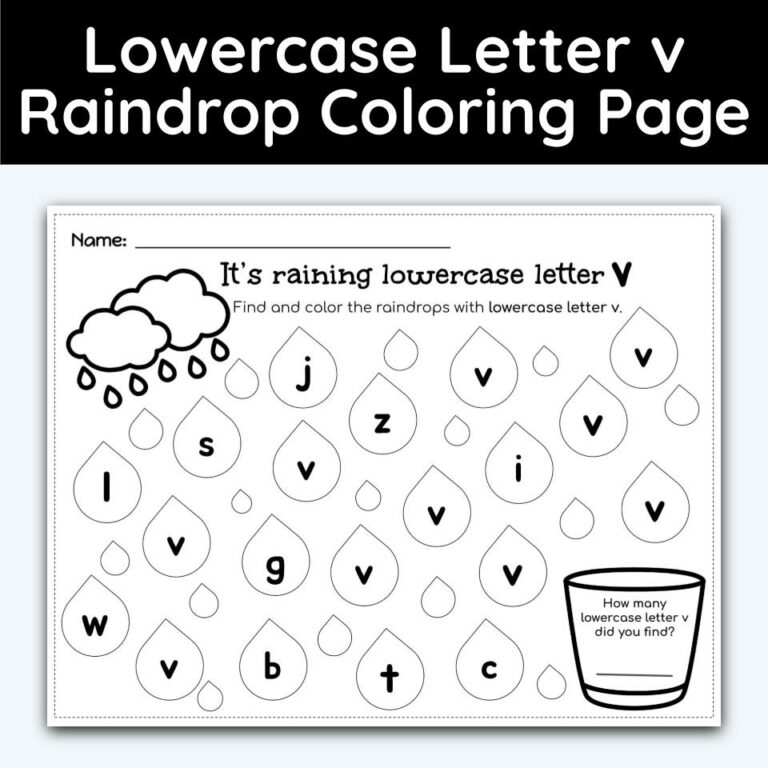 Lowercase Letter v - Raindrop Coloring Page