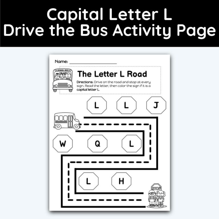 Capital Letter L - Drive The Bus Activity Page