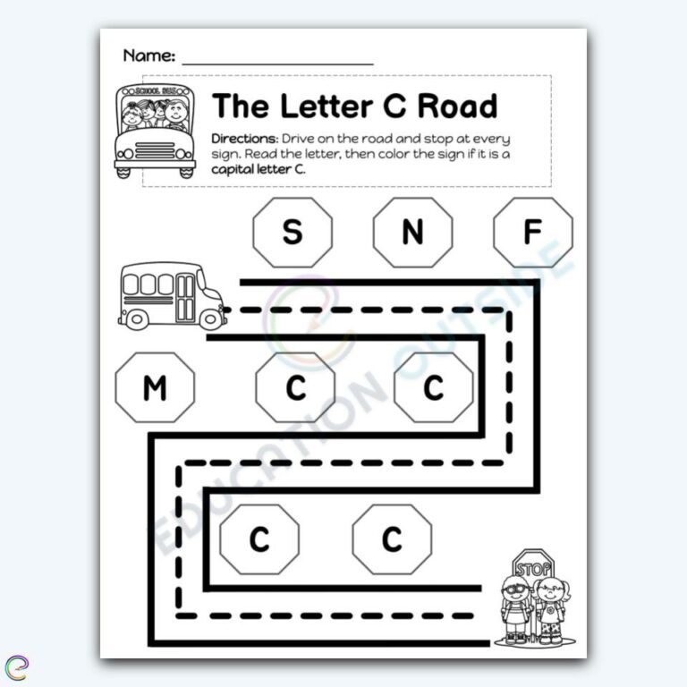 Capital Letter C - Drive The Bus Activity Page