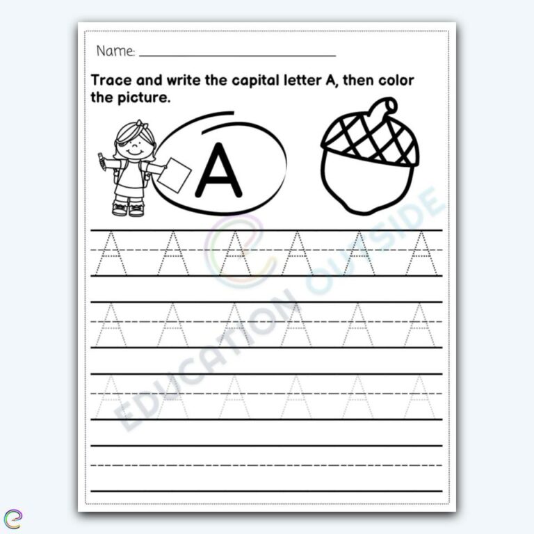 Capital Letter A - Tracing Worksheet - 3 Pack