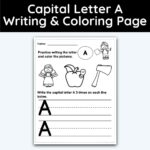 Capital Letter A - Writing Practice + Coloring Page