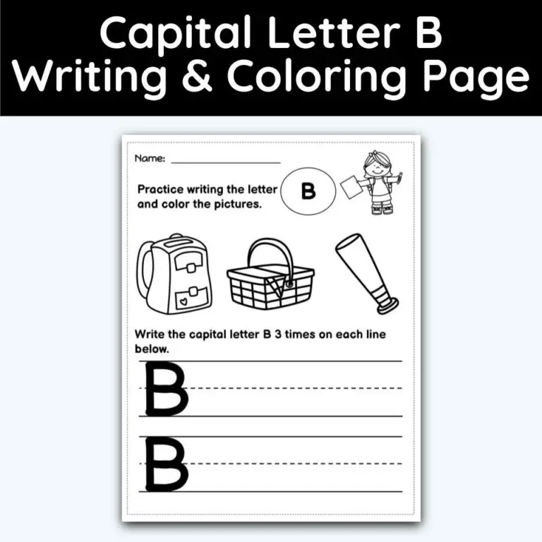 Capital Letter B - Writing Practice + Coloring Page