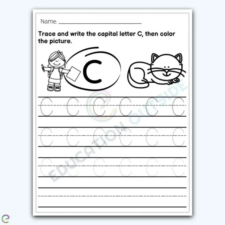 Capital Letter C - Tracing Worksheet - 3 Pack