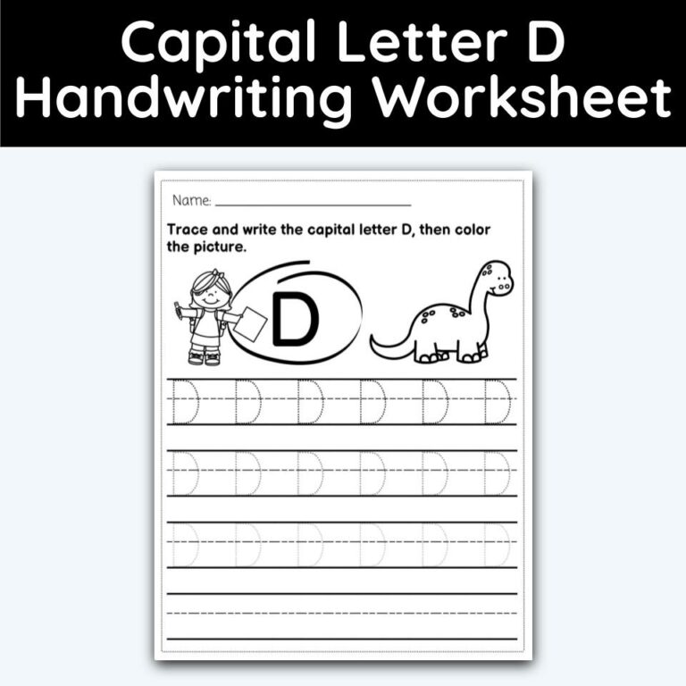 Capital Letter D - Tracing Worksheet - 3 Pack