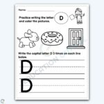 Capital Letter D - Writing Practice + Coloring Page