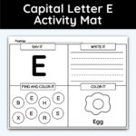 Capital Letter E - Alphabet Activity Mat