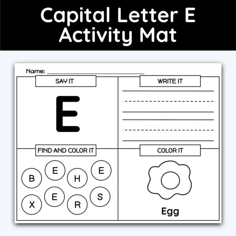 Capital Letter E - Alphabet Activity Mat
