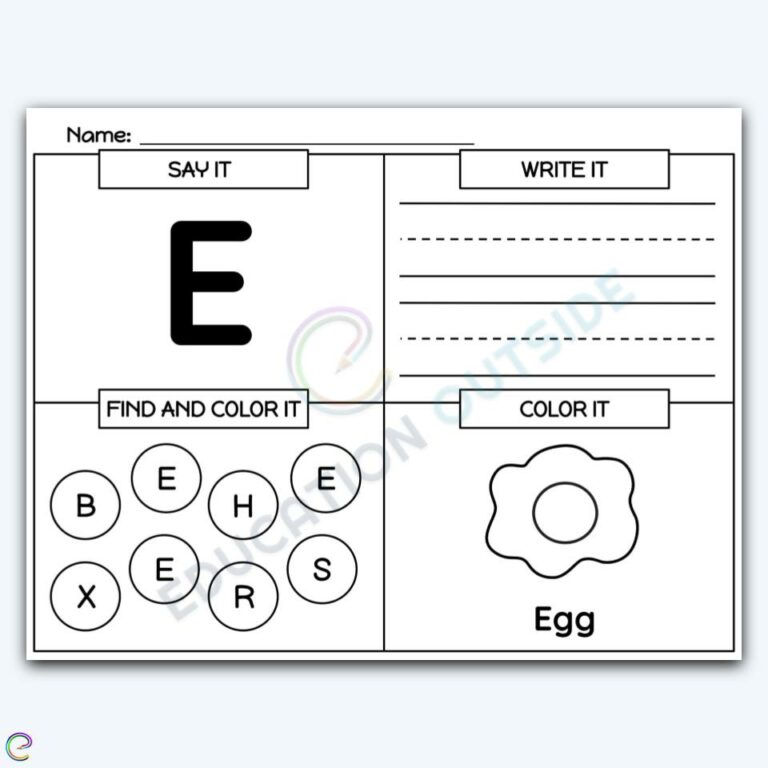 Capital Letter E - Alphabet Activity Mat