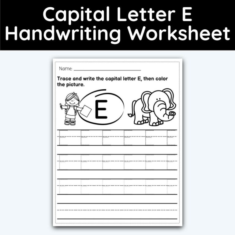 Capital Letter E - Tracing Worksheet - 3 Pack
