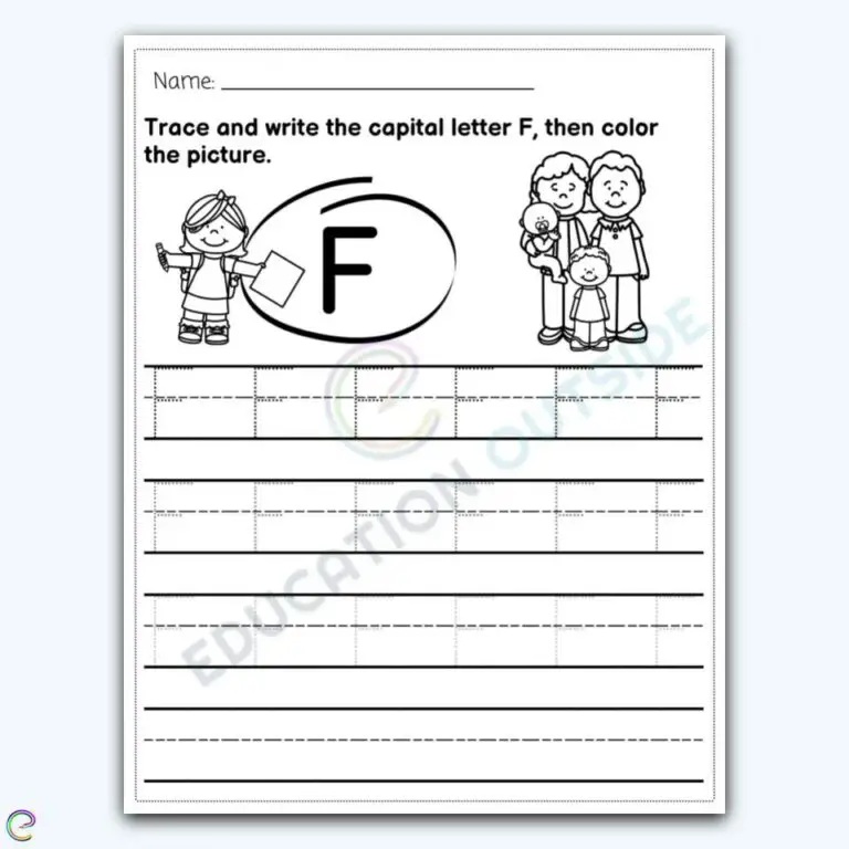 Capital Letter F - Tracing Worksheet - 3 Pack
