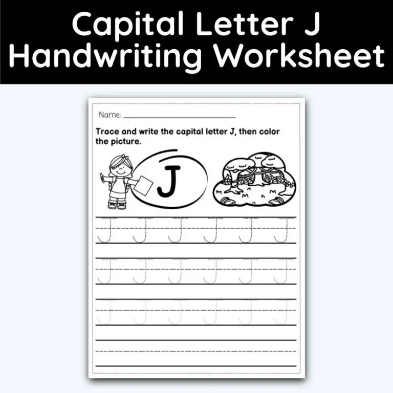 Capital Letter J - Tracing Worksheet - 3 Pack