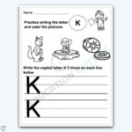 Capital Letter K - Writing Practice + Coloring Page