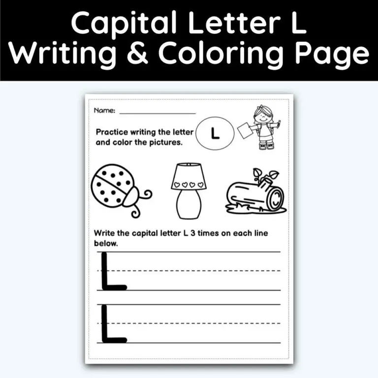 Capital Letter L - Writing Practice + Coloring Page