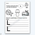 Capital Letter L - Writing Practice + Coloring Page