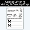 Capital Letter M - Writing Practice + Coloring Page